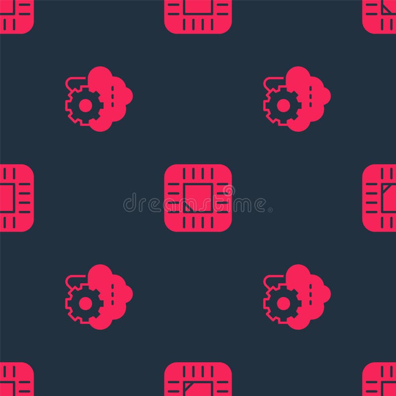 Set Cloud Technology Data Transfer and Processor with CPU on Seamless Pattern. Vector Stock ...
