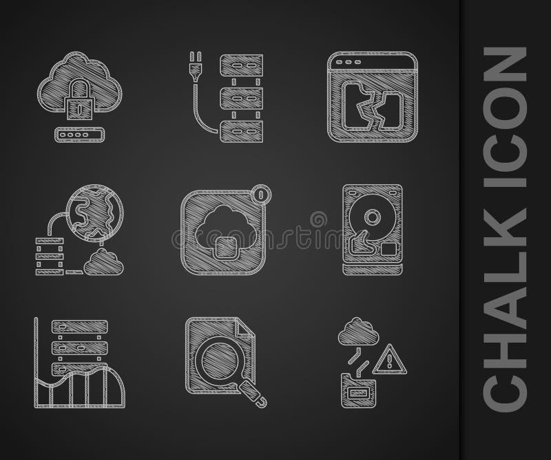 Set Cloud Technology Data Transfer Search Concept With Folder Hard Disk Drive Hdd Server