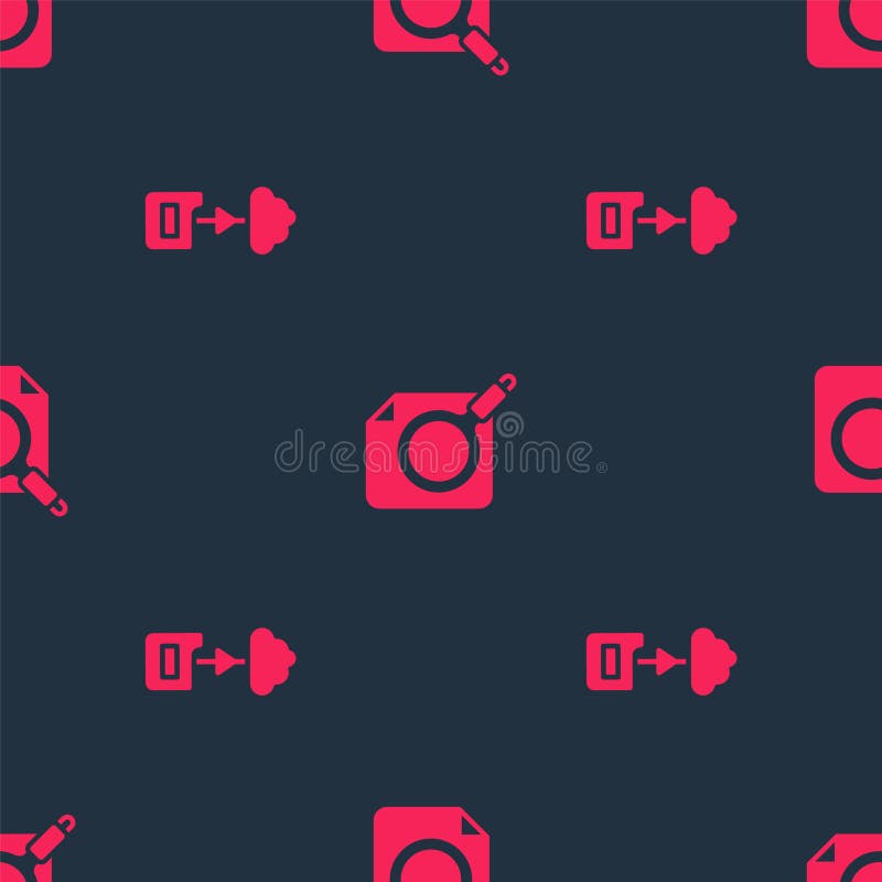 Set Cloud Technology Data Transfer and Search Concept with Folder on Seamless Pattern. Vector ...