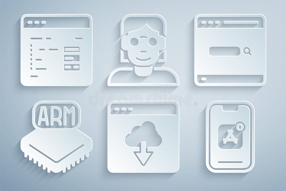 Set Cloud Technology Data Transfer, Search Engine, Processor, Mobile ...