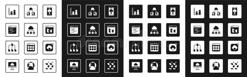 Set Cloud Technology Data Transfer, Software, Data Analysis, Broken ...