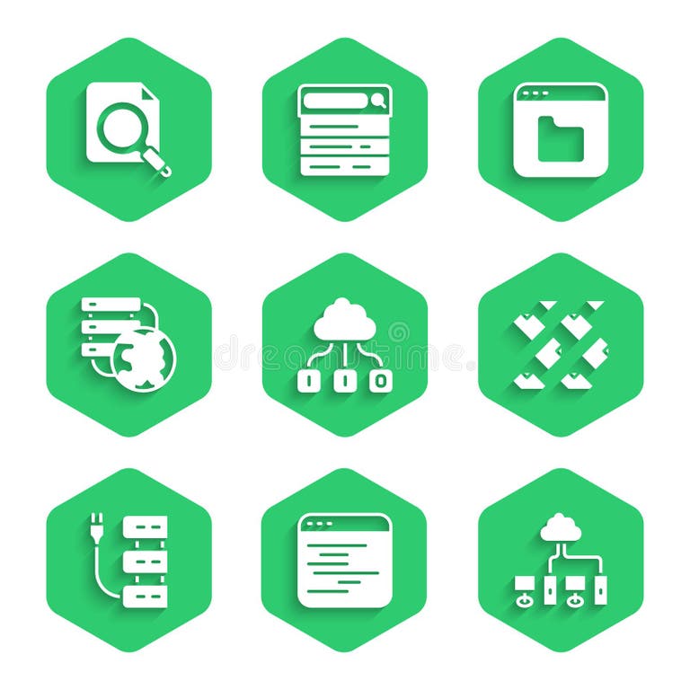 Set Cloud Technology Data Transfer, Software, Computer Network, Data Stream, Server, Network ...