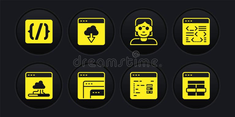 Set Cloud Technology Data Transfer, Software, Hacker or Coder, MySQL and Programming Language ...