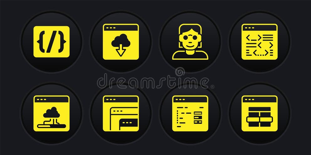 Set Cloud Technology Data Transfer, Software, Hacker or Coder, MySQL and Programming Language ...