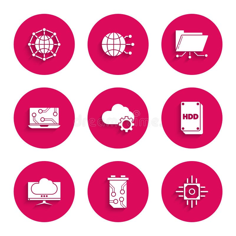 Set Cloud Technology Data Transfer and Storage, Video Graphic Card ...