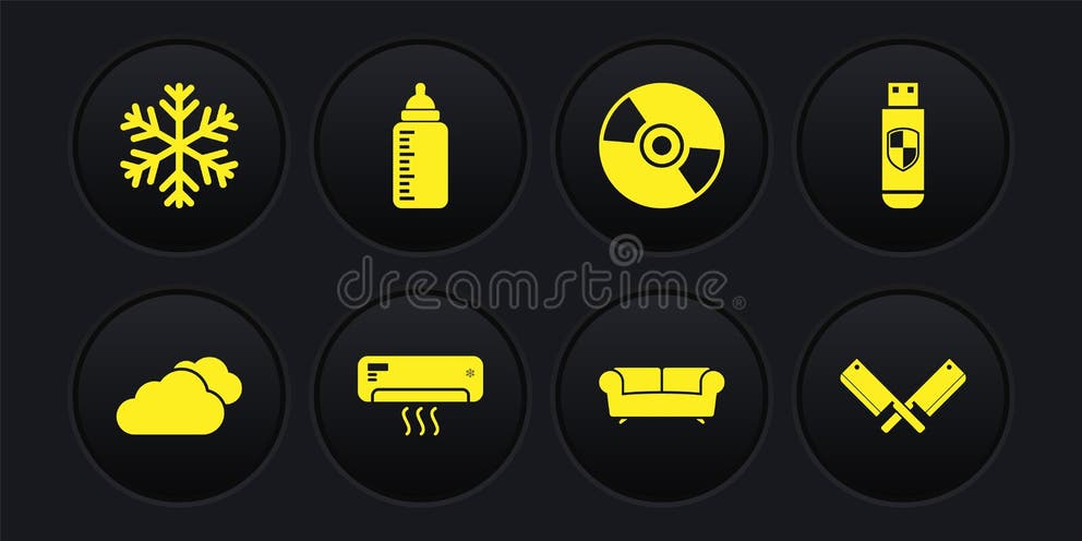 Set Cloud, USB Flash Drive and Shield, Air Conditioner, Sofa, CD or DVD ...