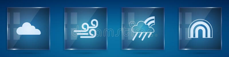 Set Cloud, Windy Weather, Rainbow with Cloud and Rain and . Square ...