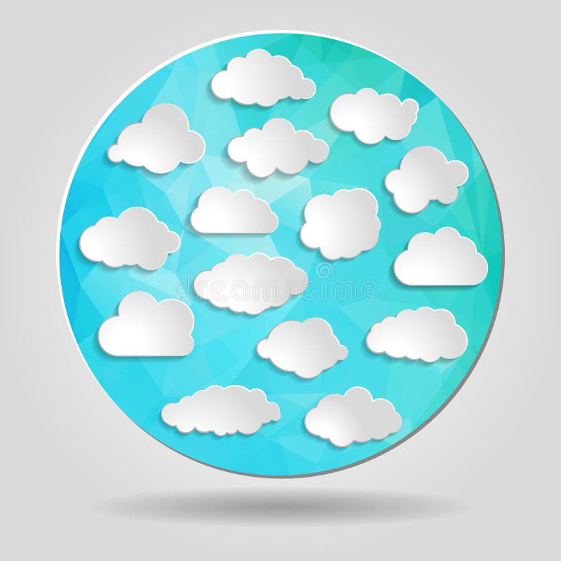Set of Clouds on Abstract Geometric Blue Circular Shape from Triangular ...