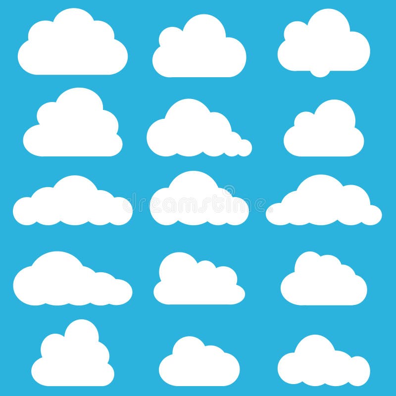 Set of Clouds in Blue Sky. Cloud Icon Shape. Collection of Different ...