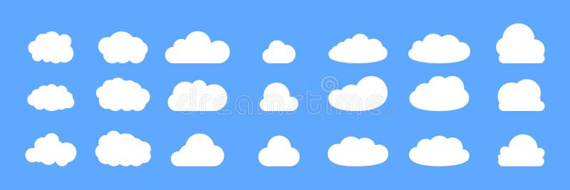Set of Clouds in Blue Sky. Cloud Icon Shape. Collection of Different ...