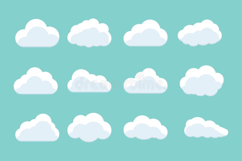 Set of Clouds on Blue Sky in Flat Style. Elements for Web Sites and ...