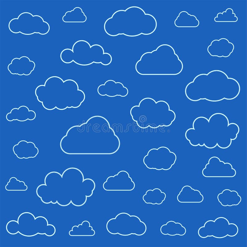 Set of Clouds Isolated on Sky Background. Seamless Pattern. Collection ...