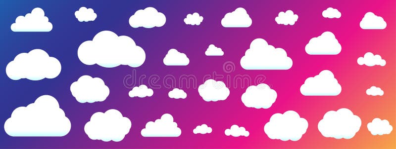 Set of Clouds Isolated on Sky Background. Seamless Pattern. Collection ...