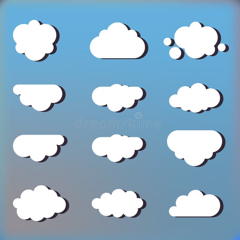 Set of Clouds in the Sky Icons Stock Illustration - Illustration of ...