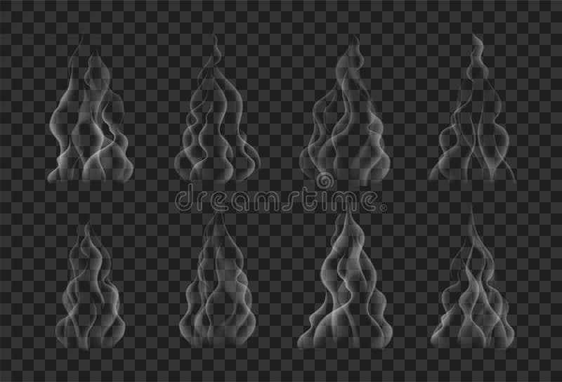 Set of Cloudy Hot Steam Isolated on Transparent Background. Stock ...
