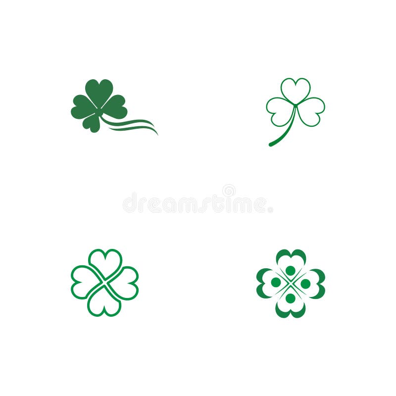 Set Clover Logo Template Vector Symbol Stock Vector - Illustration of ...