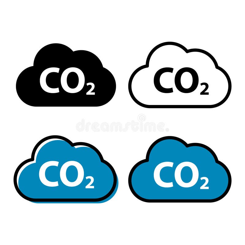 Set of CO2 Reduce Cloud Icon, Clean Global Emission, Environment Eco ...