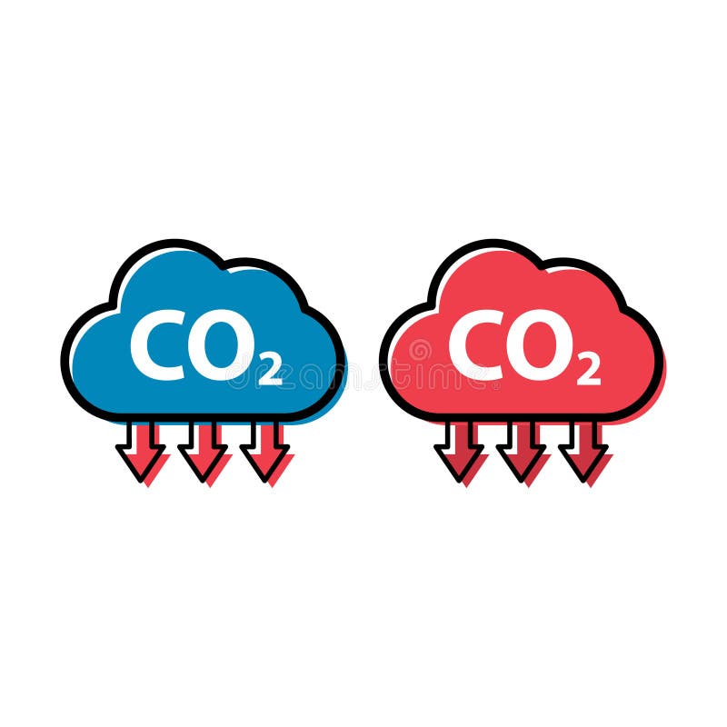 Set of CO2 Reduce Cloud Icon, Clean Global Emission, Environment Eco ...