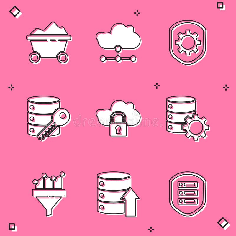Set Coal Mine Trolley, Network Cloud Connection, Shield with Settings ... Set Coal Mine Trolley, Network Cloud Connection, Shield with Settings ...