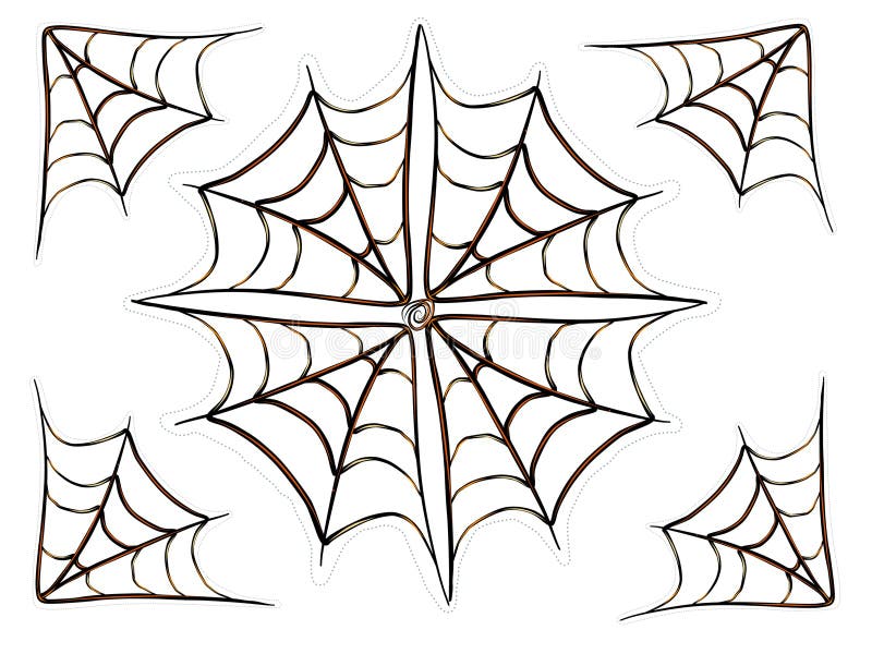 Set of Cobwebs Black Orange Round and Angular Transparent Stock Vector ...