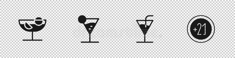 Set Cocktail, Martini Glass, and Alcohol 21 Plus Icon. Vector Stock ...