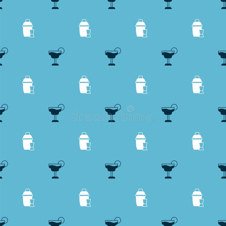 Set Cocktail and Shaker on Seamless Pattern. Vector Stock Vector ...