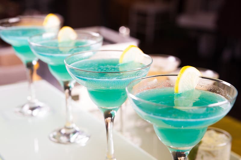 Set of Cocktails at the Bar, Bright Colored Stock Image - Image of ...