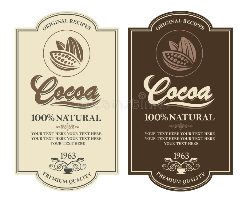 Set of cocoa labels stock vector. Illustration of food - 138119167
