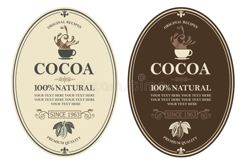 Set of cocoa labels stock vector. Illustration of label - 170459842