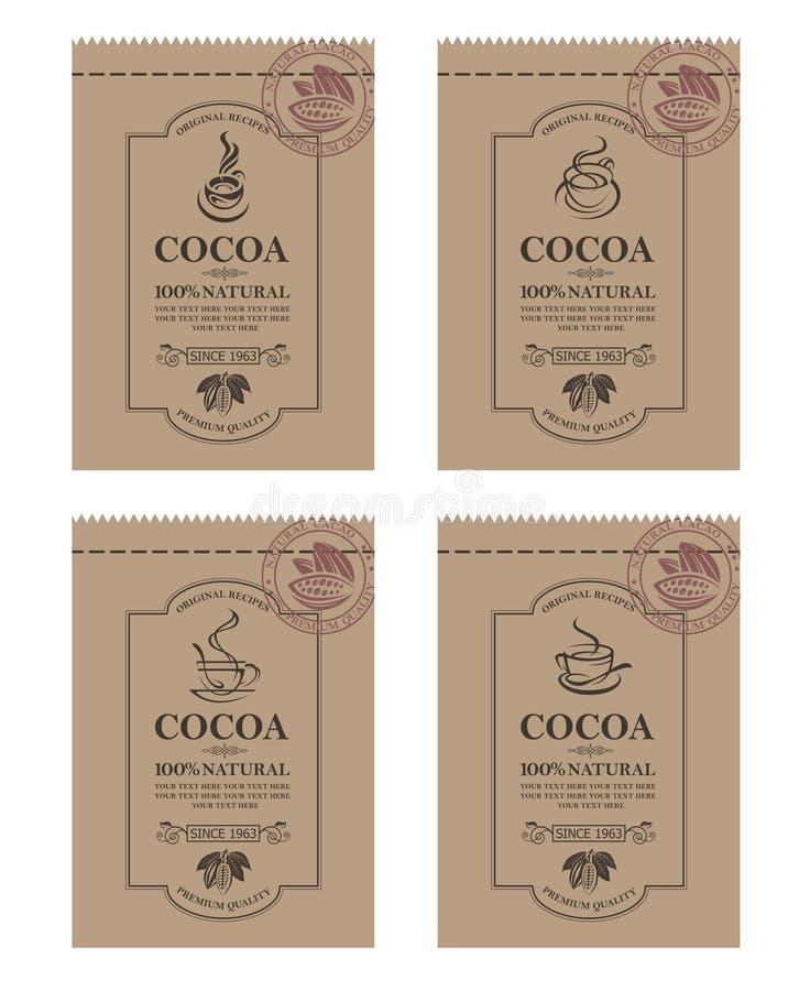 Set of cocoa packaging stock vector. Illustration of isolated - 136684123