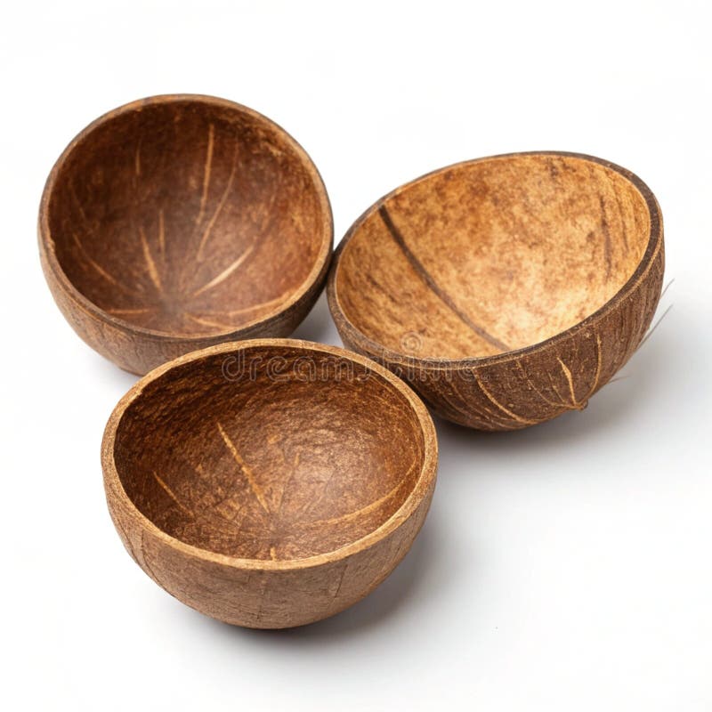 Coconut Shells Isolated on White Background Stock Illustration ...