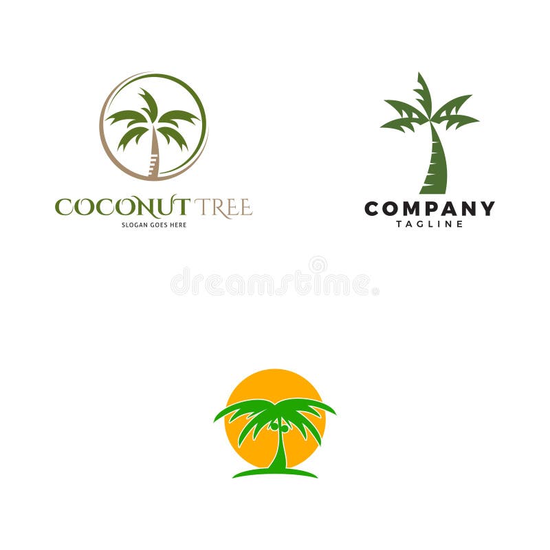 Set of Coconut Tree Icon Vector Logo Template Illustration Design Stock ...
