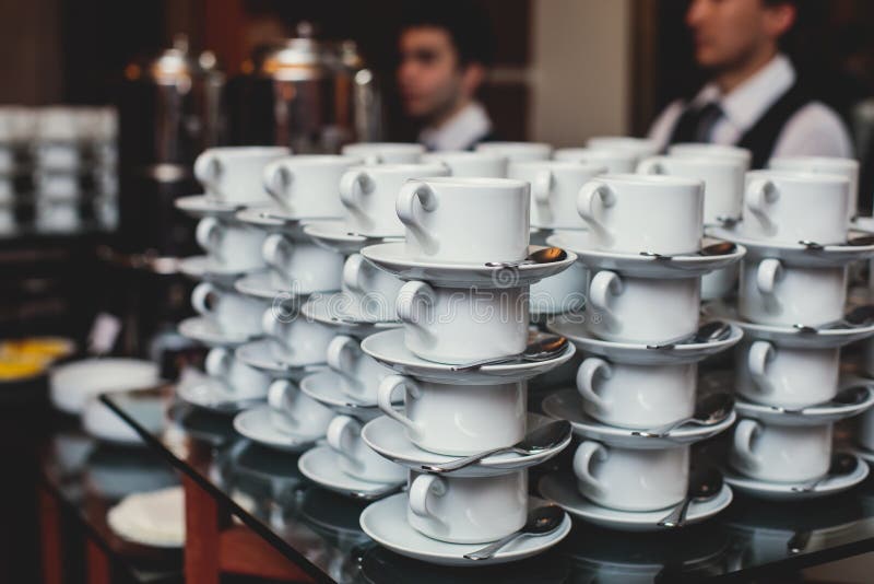 Set of Coffee Break in Hotel during Conference Meeting, with Tea and ...