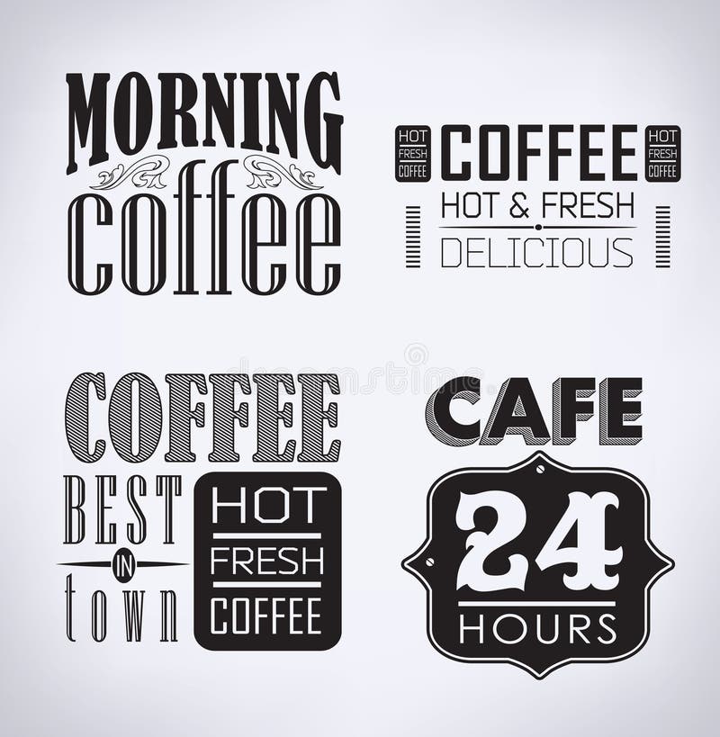 Set of Coffee , Cafe Typographic Elements Stock Vector - Illustration ...