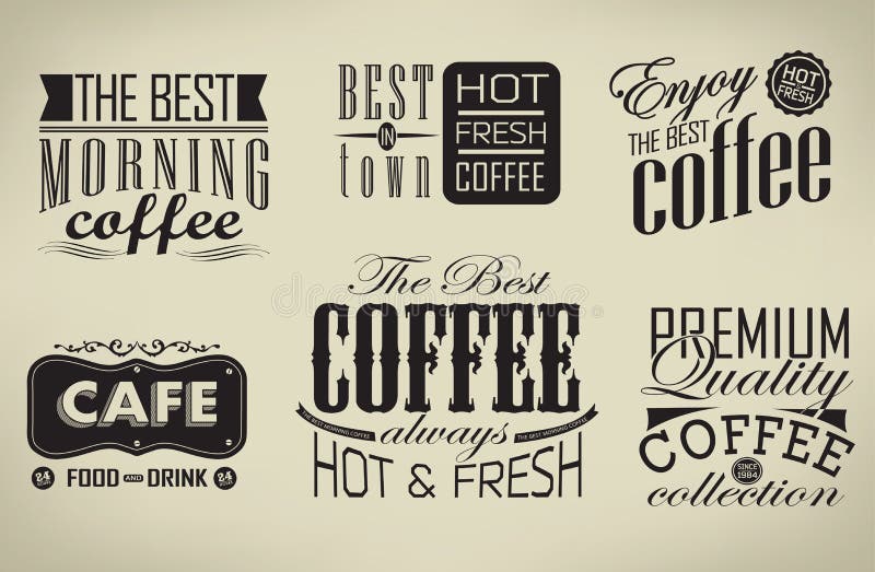 Set of Coffee , Cafe Typographic Elements Stock Vector - Illustration ...