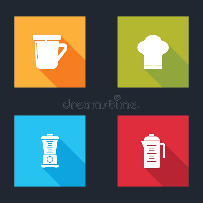 Set Coffee Cup, Chef Hat, Blender and Teapot Icon. Vector Stock Vector ...