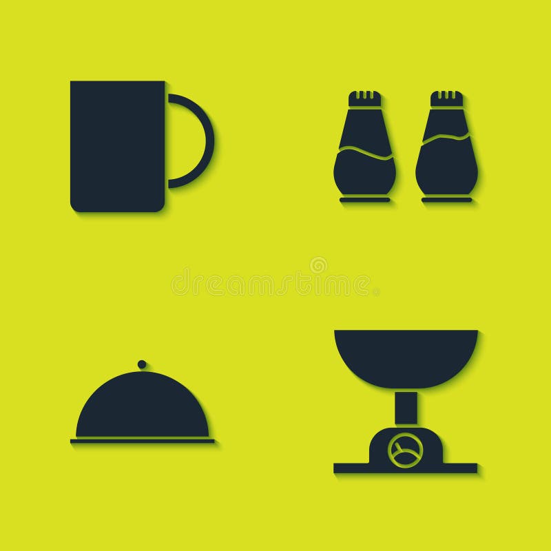 Set Coffee Cup, Electronic Scales, Covered with Tray and Salt and ...