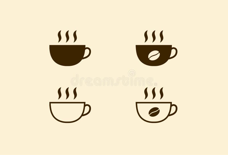 Set of Coffee Cup Icons. Coffee Grain Icons with Tea Cups Icons. Vector ...