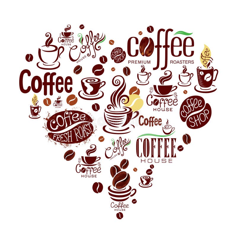 Coffee Design Elements in Vintage Style. Stock Vector - Illustration of brown, menu: 47291289