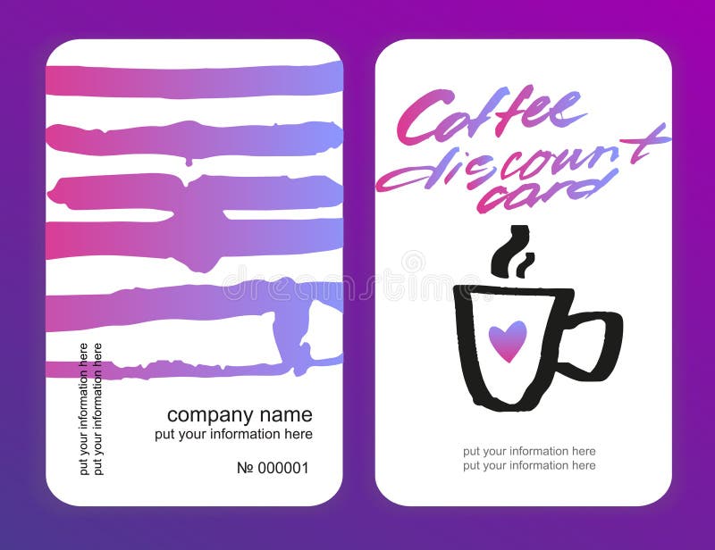 Set of Coffee Discount Cards. Template for Your Design Stock ...
