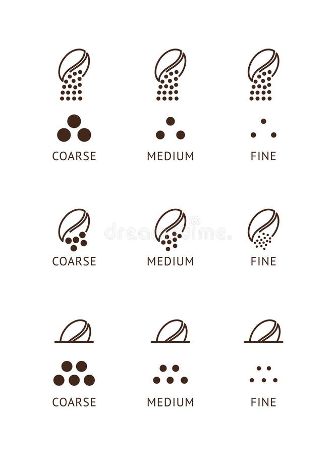 A Set of Coffee Icons of Different Grinding Coarse Medium and Fine ...