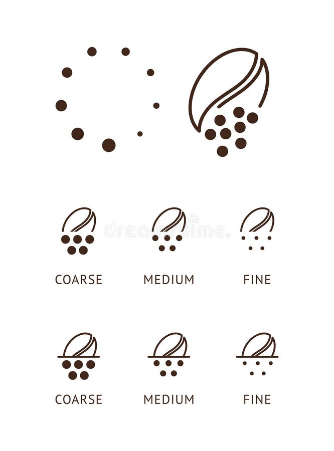 A Set of Coffee Icons of Different Grinding Coarse Medium and Fine ...