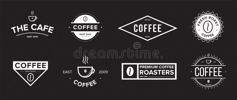 Set of Coffee Label. Different Logo, Badge, Emblem Collection on Black ...