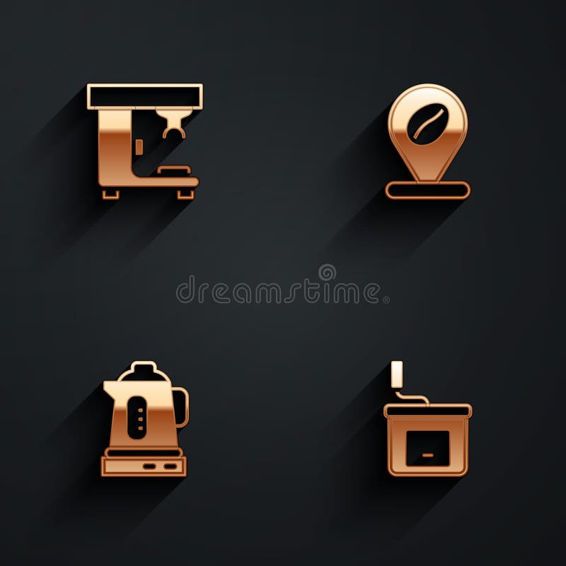 Set Coffee Machine, Location with Coffee Bean, Electric Kettle and ...