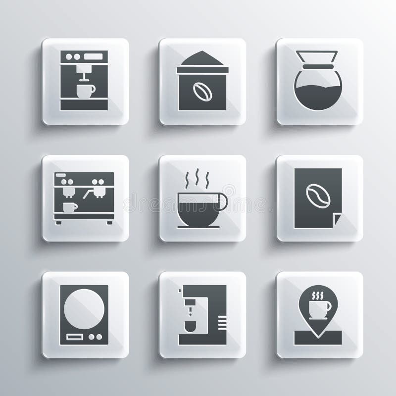 Set Coffee Machine, Location with Coffee Cup, Poster, Electronic Scales ...