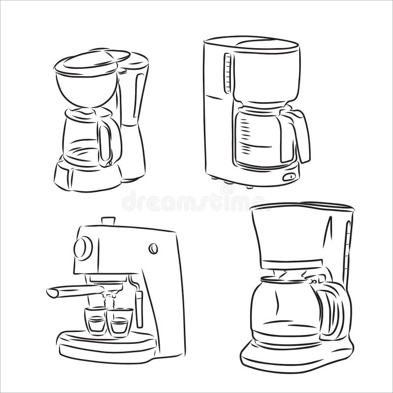 Set Coffee Making Equipment Coffee Maker Vector Stock Vector - Illustration of black, cappuccino ...