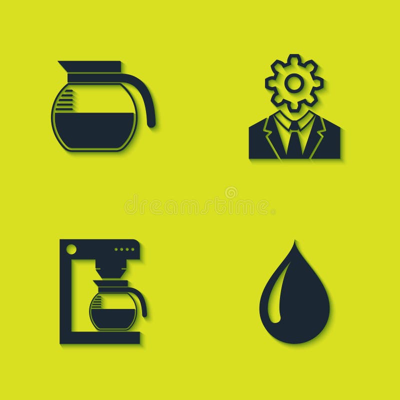 Set Coffee Pot, Water Drop, Machine with and Head Gear Inside Icon ...