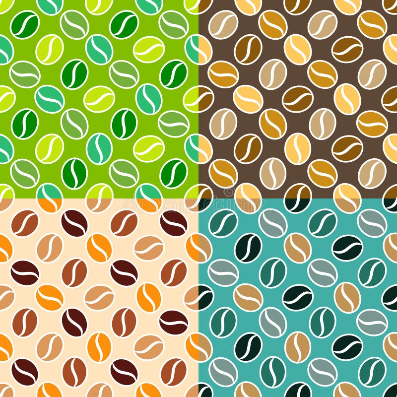 Set of Coffee Seamless Textures Stock Vector - Illustration of bean ...