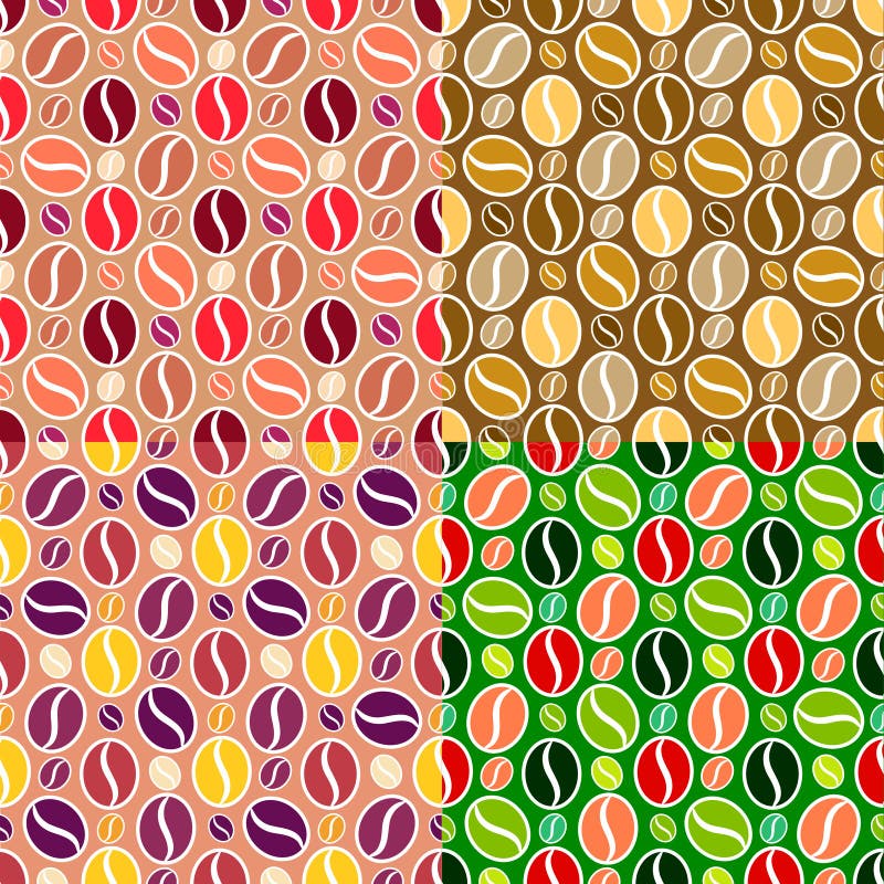 Set of Coffee Seamless Textures Stock Vector - Illustration of bean ...
