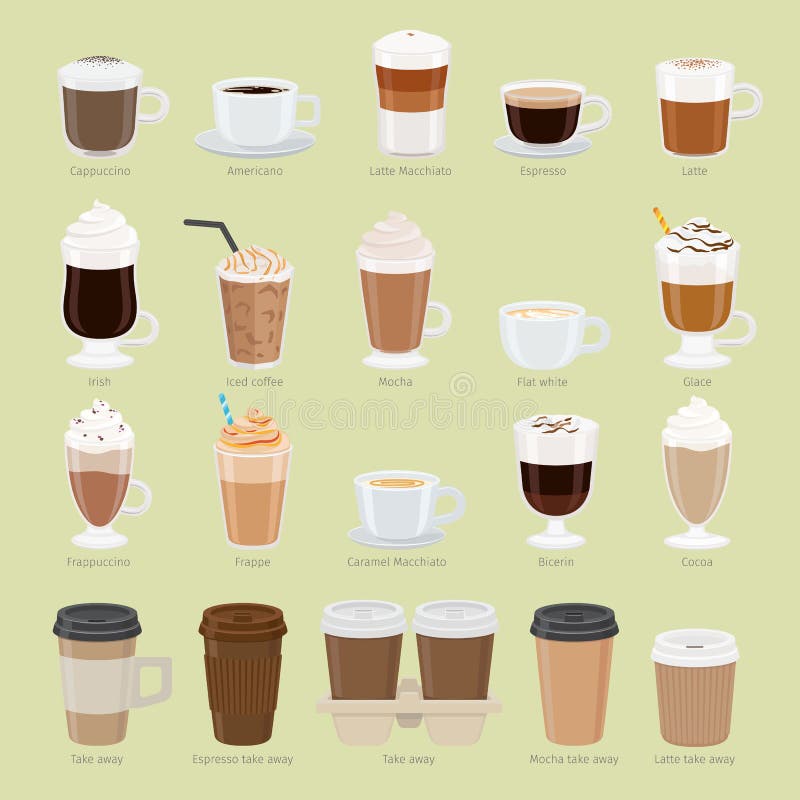 Set of Coffee Types and Packages. Coffee Menu Editorial Stock Photo ...